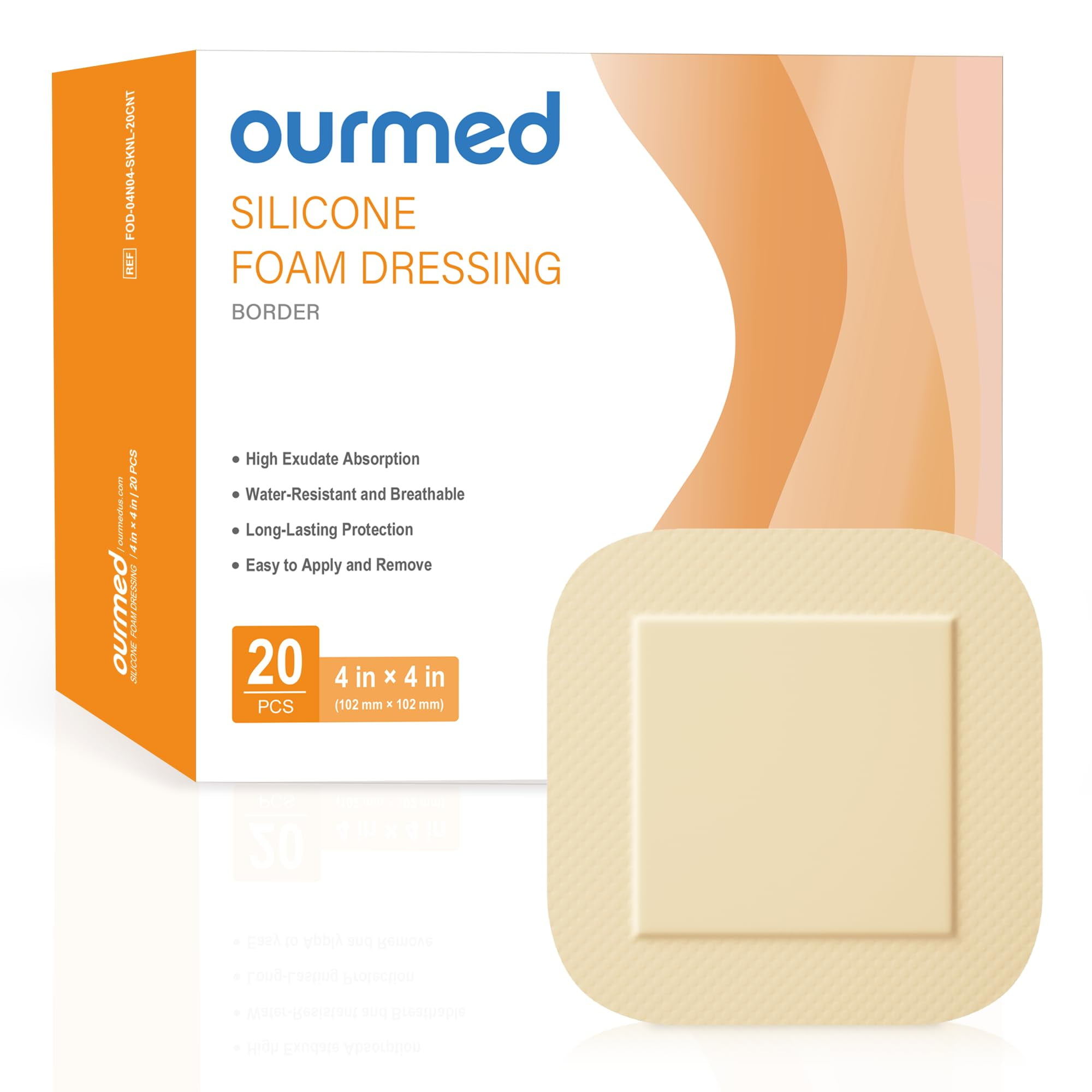 Silicone Foam Dressings(4"x 4" - 20 Packs) with Tender Adhesive Border ...