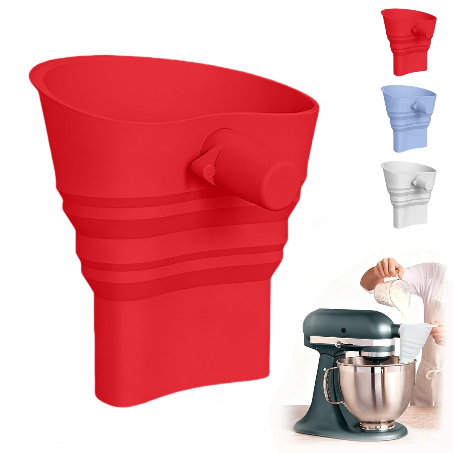 Silicone Foldable Flour Funnel-Wide Mouth No Clogging,Compatible with ...