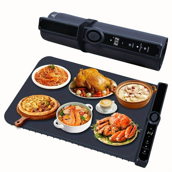 Silicone Foldable Food Warming Pad, 3 Temp Levels & 6-Hour Timer, Full ...