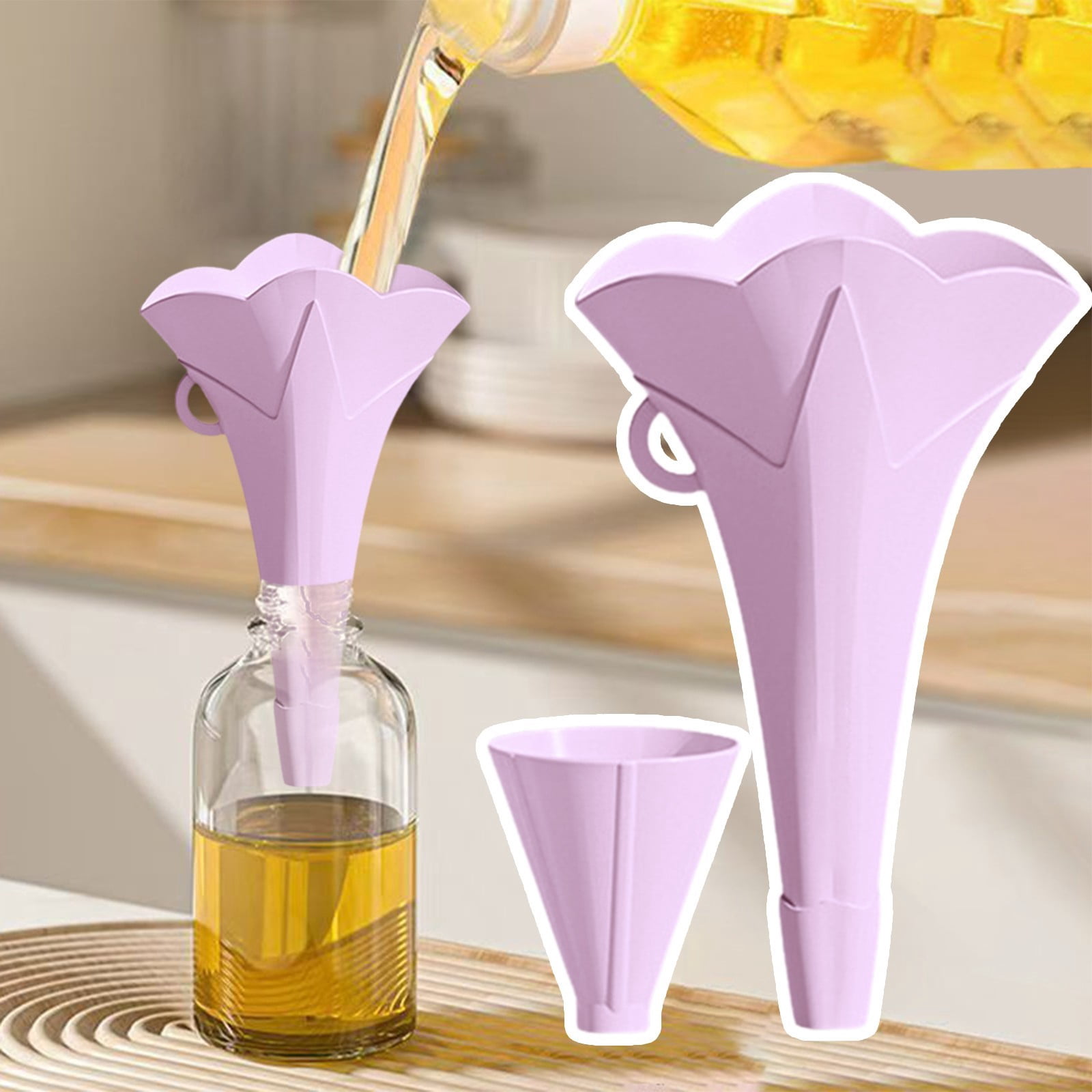 Silicone Folding Funnels for Kitchen – Liquid Transfer Funnels with ...