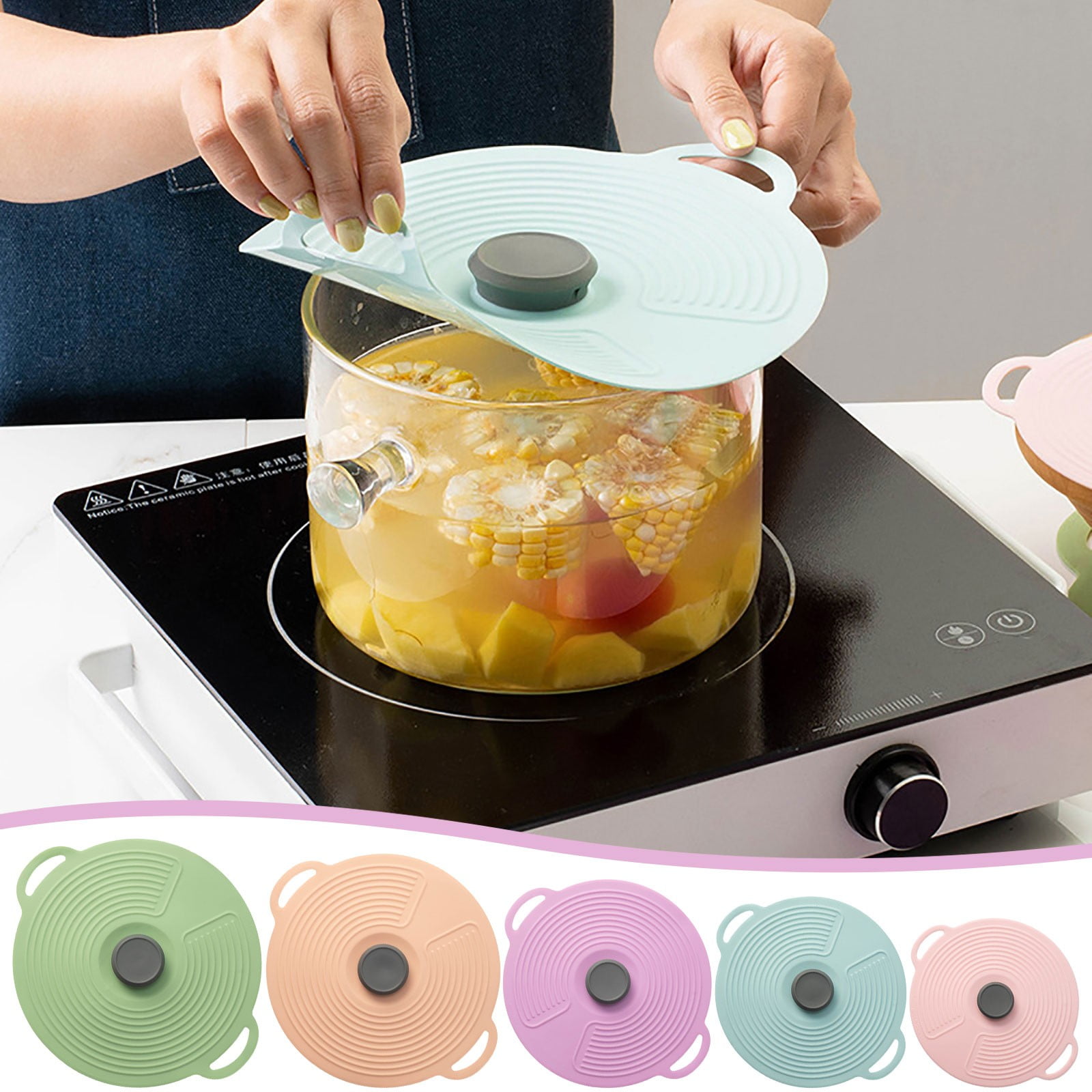 Silicone Food Cover, Reusable Stretch Lid, Set of 3 Elastic Bowl Covers & Pot Lids, Non-Spill ...