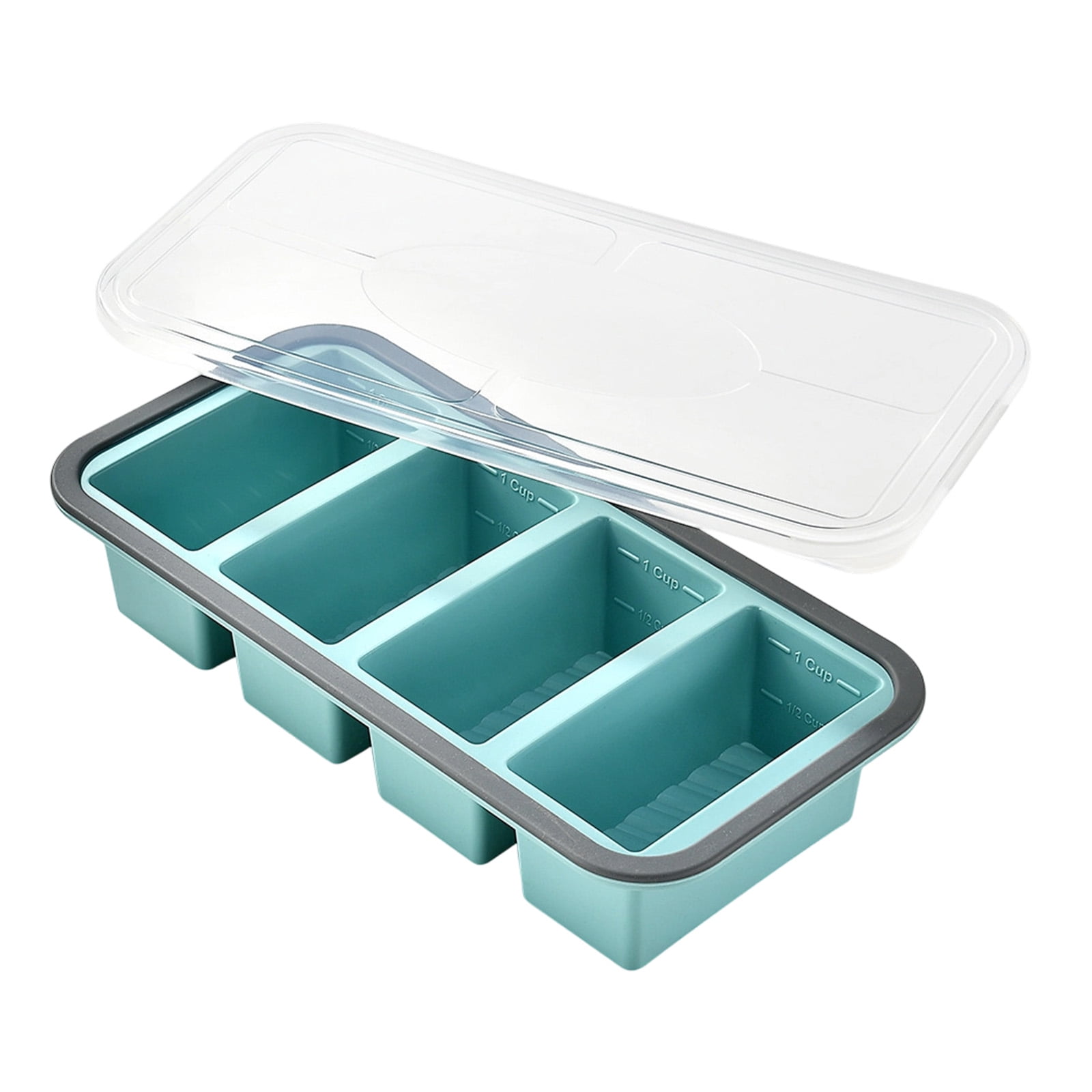 Silicone Food Storage Container with Four Compartments and Airtight Lid ...