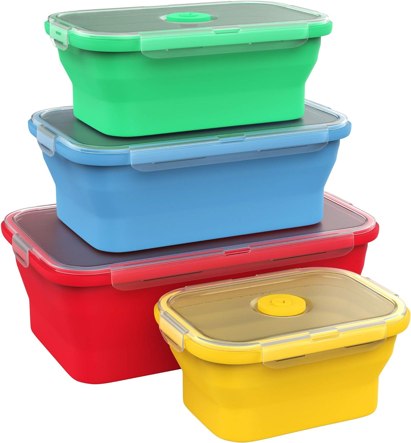 Silicone Food Storage Containers with BPA Free Airtight Plastic Lids ...