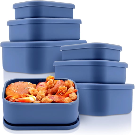 Silicone Food Storage Containers Blue 2 Sets of 6 with Varied ...