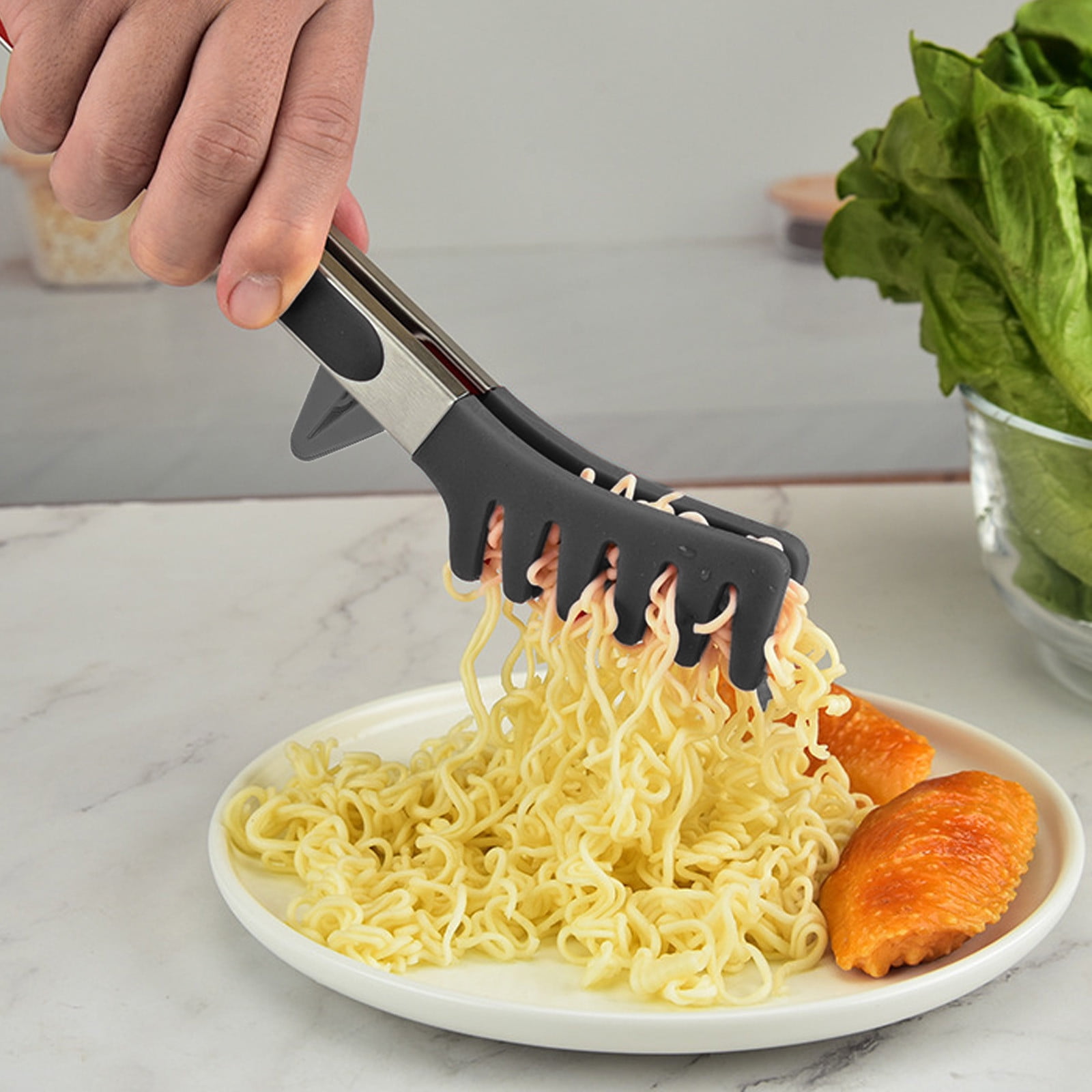 Silicone Food Tongs with Stand, Heat-Resistant Non-Slip Baking Clips ...