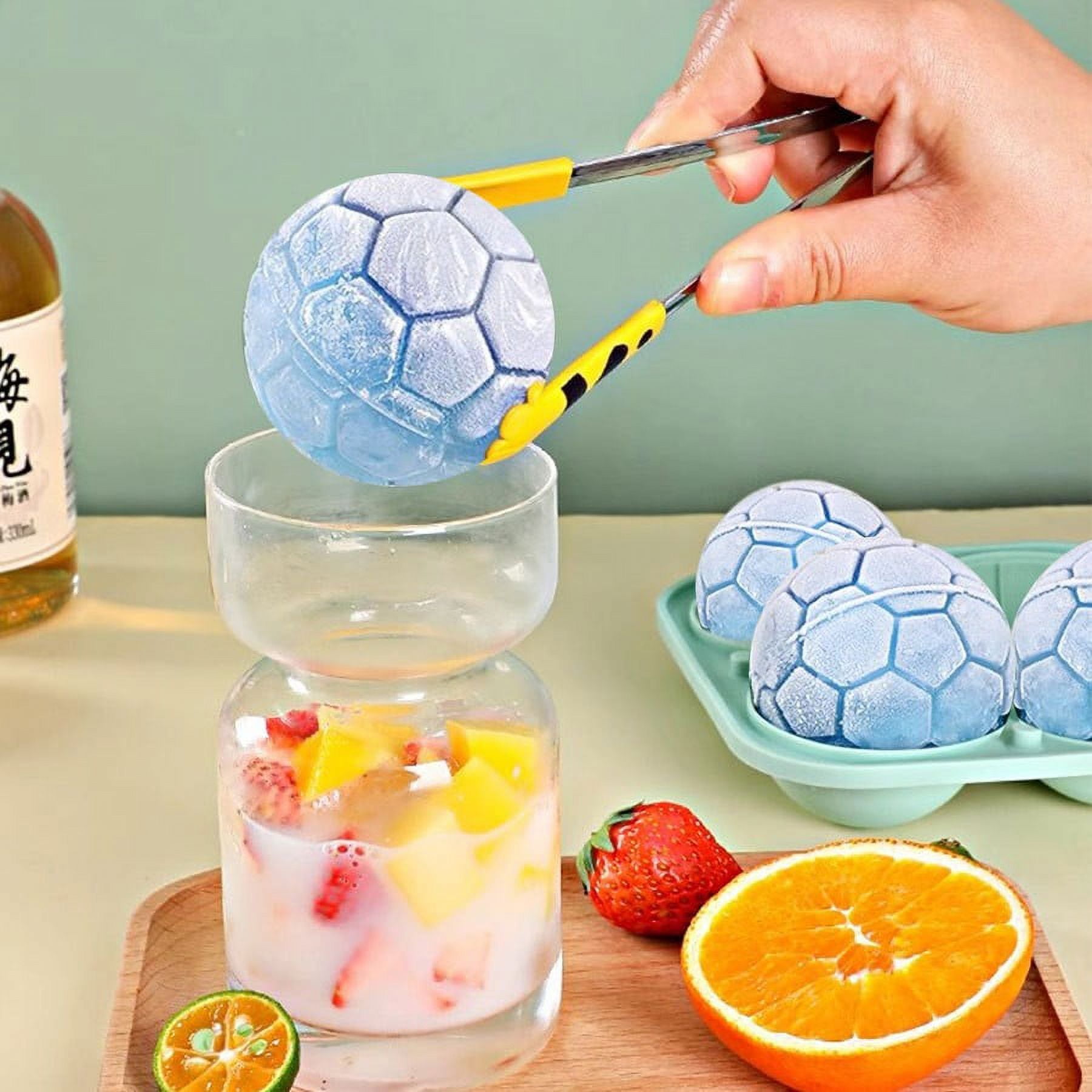 Silicone Football Ice Puck Molds - 4 Jumbo Whiskey Ice Cubes Tray ...