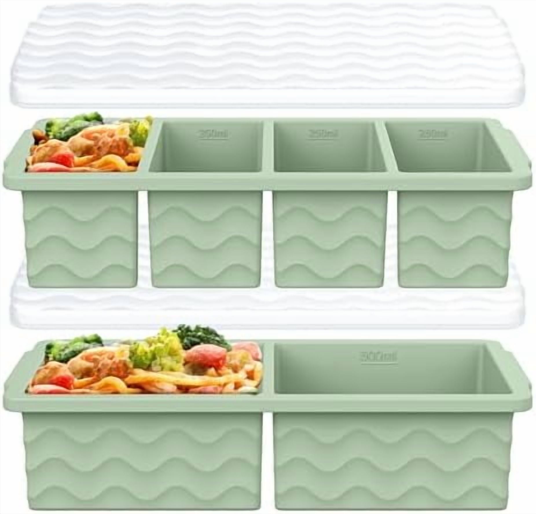 Silicone Freezer Molds for Soup with Lid, 1-Cup & 2-Cup Large Ice Cube ...