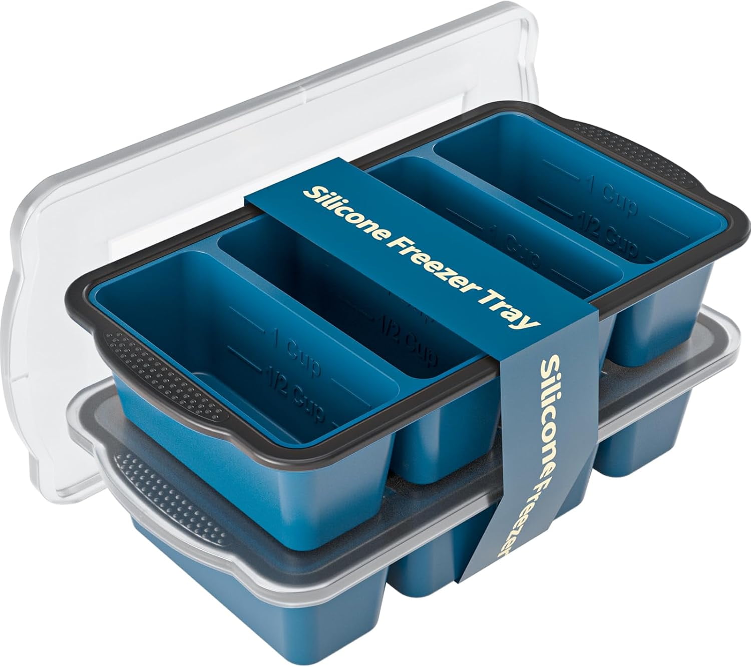 Silicone Freezer Tray With Lid, 8 Large 1 Cup Soup Freezer Molds, Soup ...