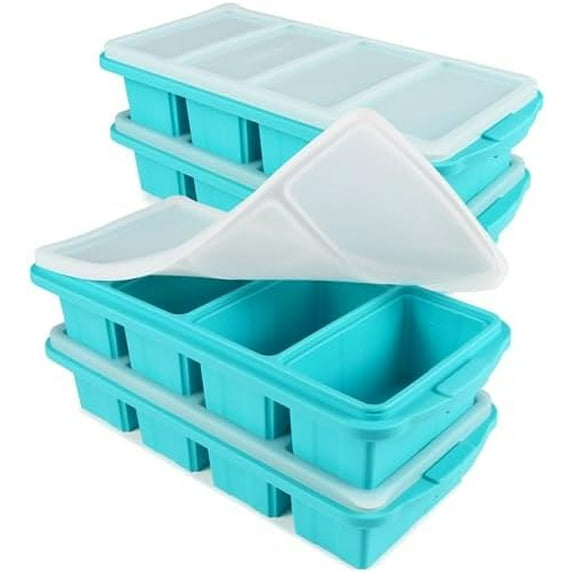 Silicone Freezer Tray With Lid - Silicone Freezer Food Molds- Large Ice ...