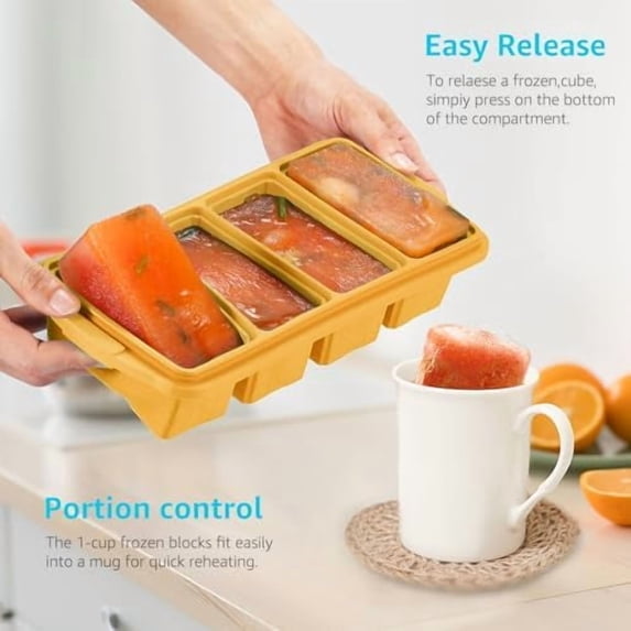 Silicone Freezer Tray With Lid - Silicone Freezer Food Molds- Large Ice ...
