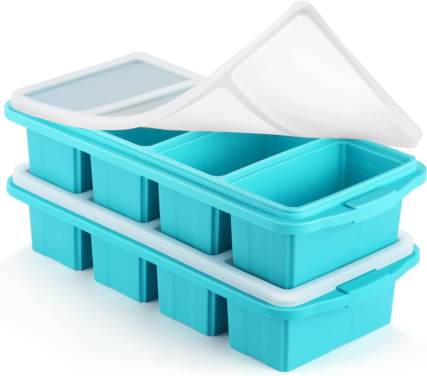 Silicone Freezer Tray With Lid - Silicone Freezer Food Molds- Large Ice ...