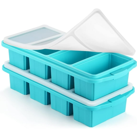 Silicone Freezer Tray With Lid - Silicone Freezer Food Molds- Large Ice ...