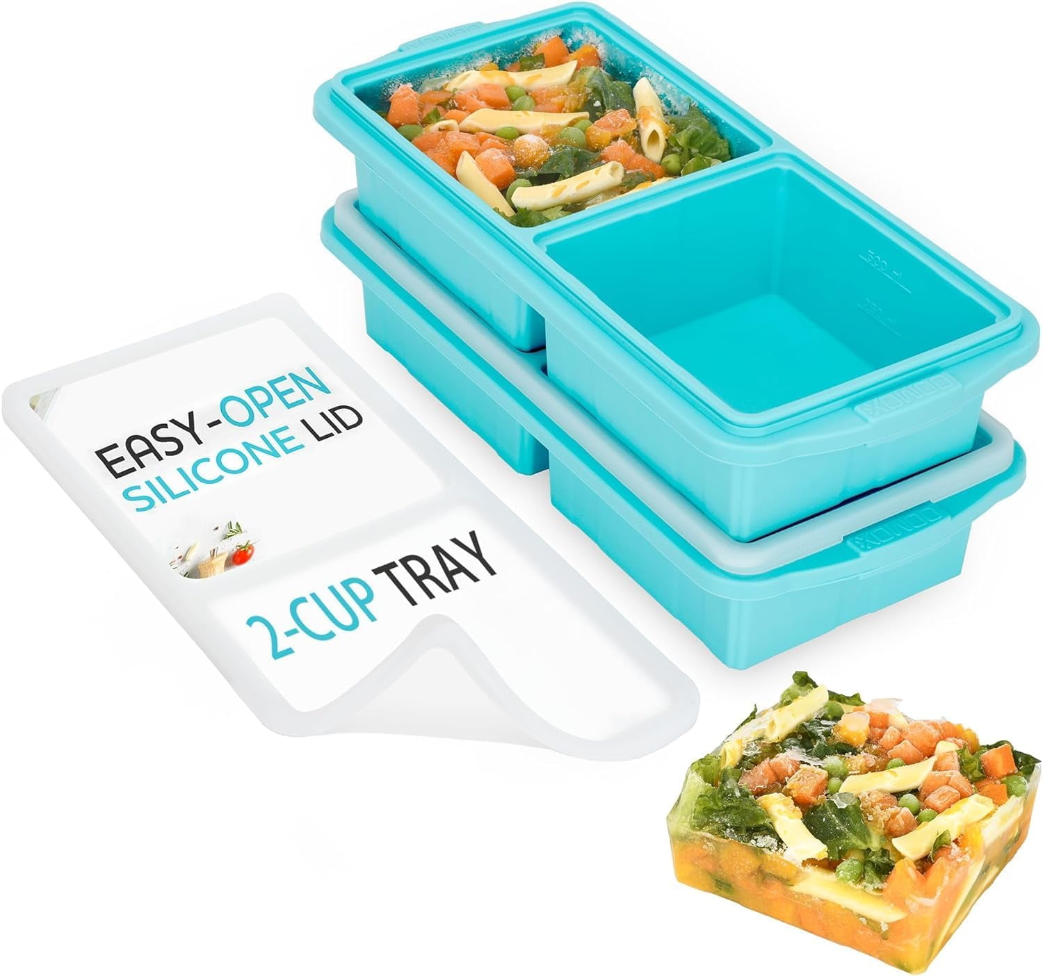 Silicone Freezer Tray With Lid-Soup Freezer Container molds-2-cup Extra ...