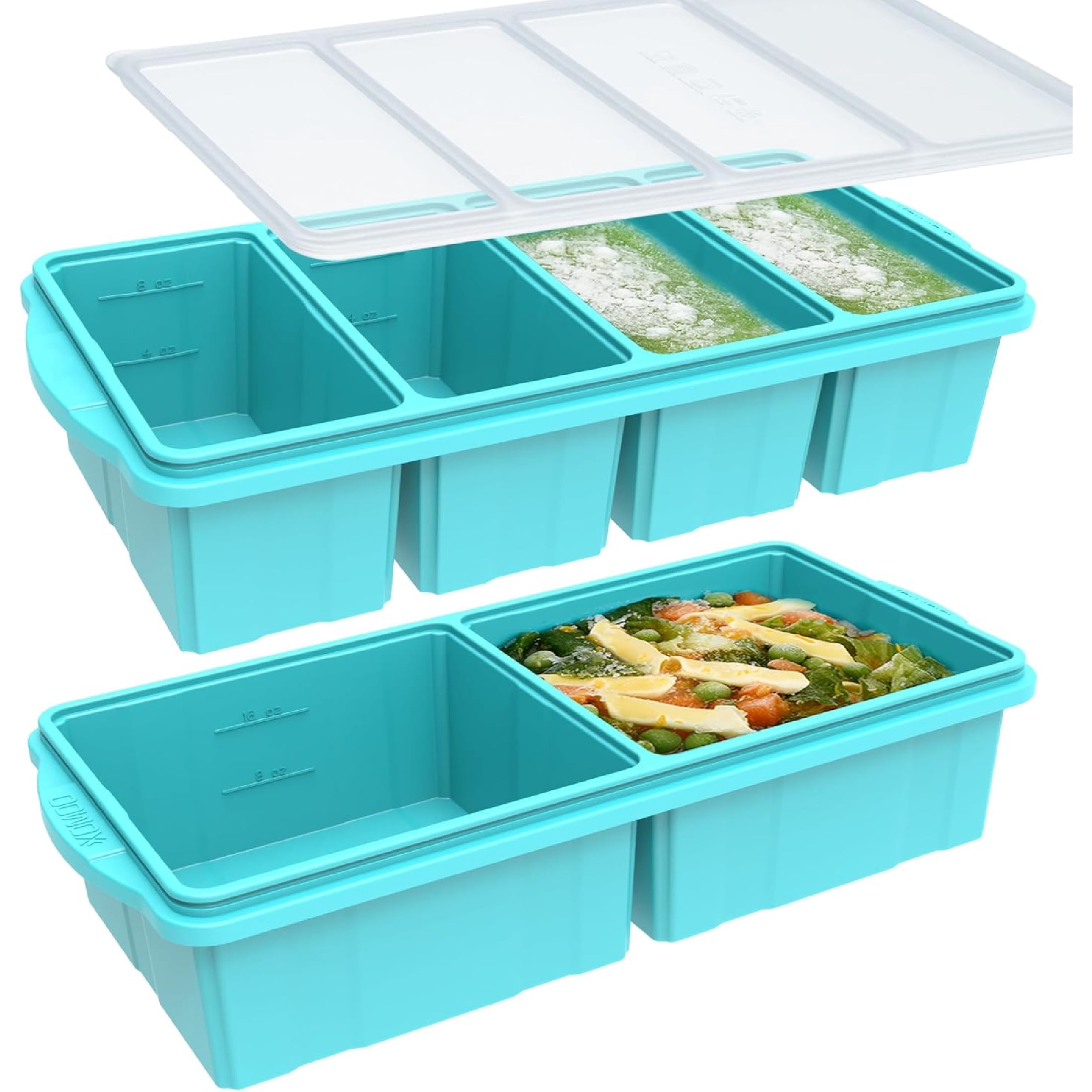 Silicone Freezer Tray With Lid-Soup Freezer Container molds-Large Ice ...