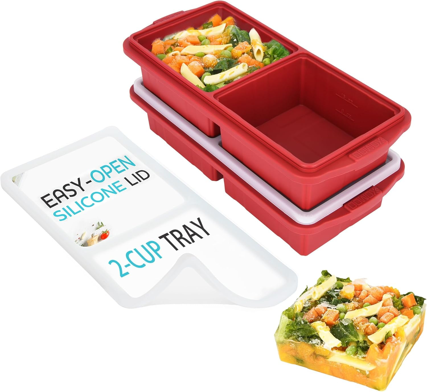 Silicone Freezer Tray With Lid - Soup Freezer Container molds - Large ...