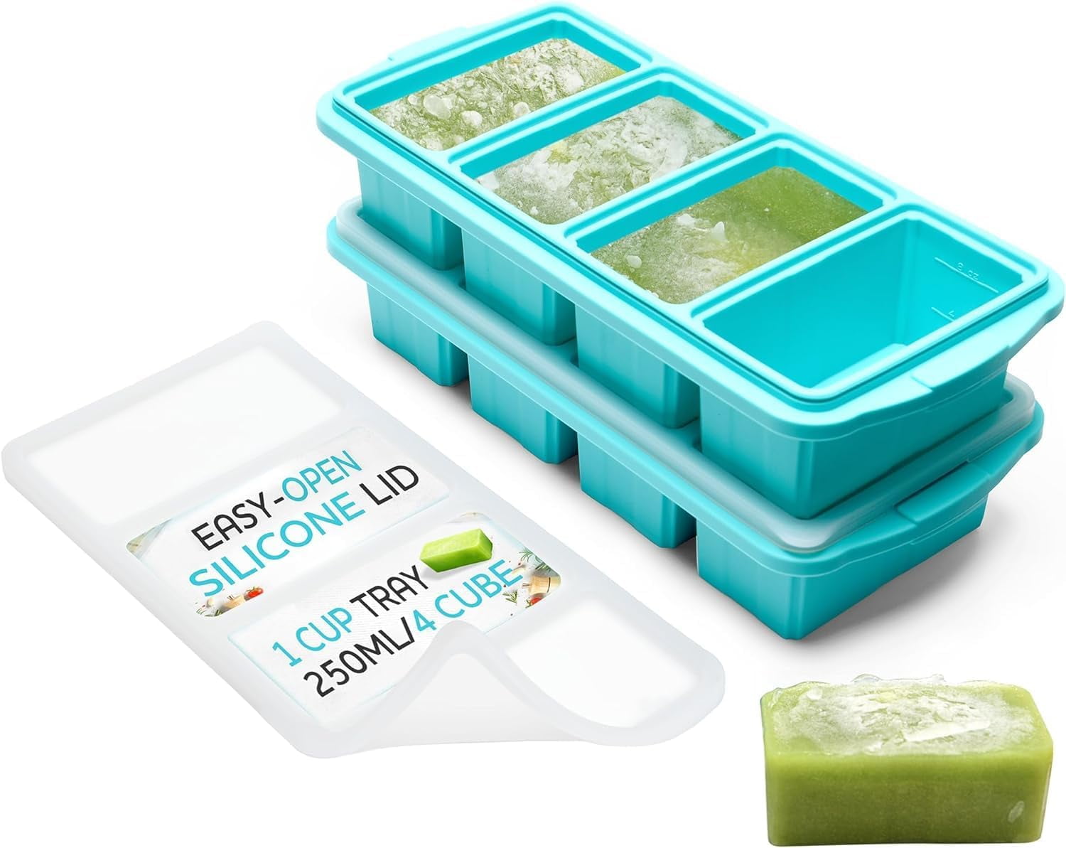 Silicone Freezer Tray With Lid - Soup Freezer Container molds - Large ...