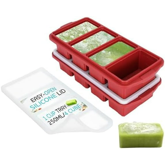 Silicone Freezer Tray With Lid - Soup Freezer Container molds - Large ...