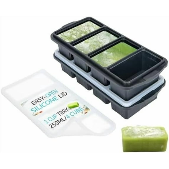 Silicone Freezer Tray With Lid - Soup Freezer Container molds - Large ...