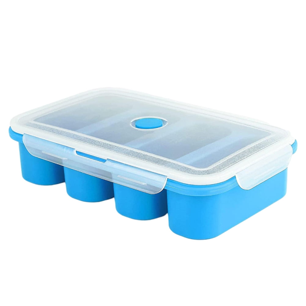 Silicone Freezer Tray Soup 4 Cubes Food Freezing Container Molds With ...