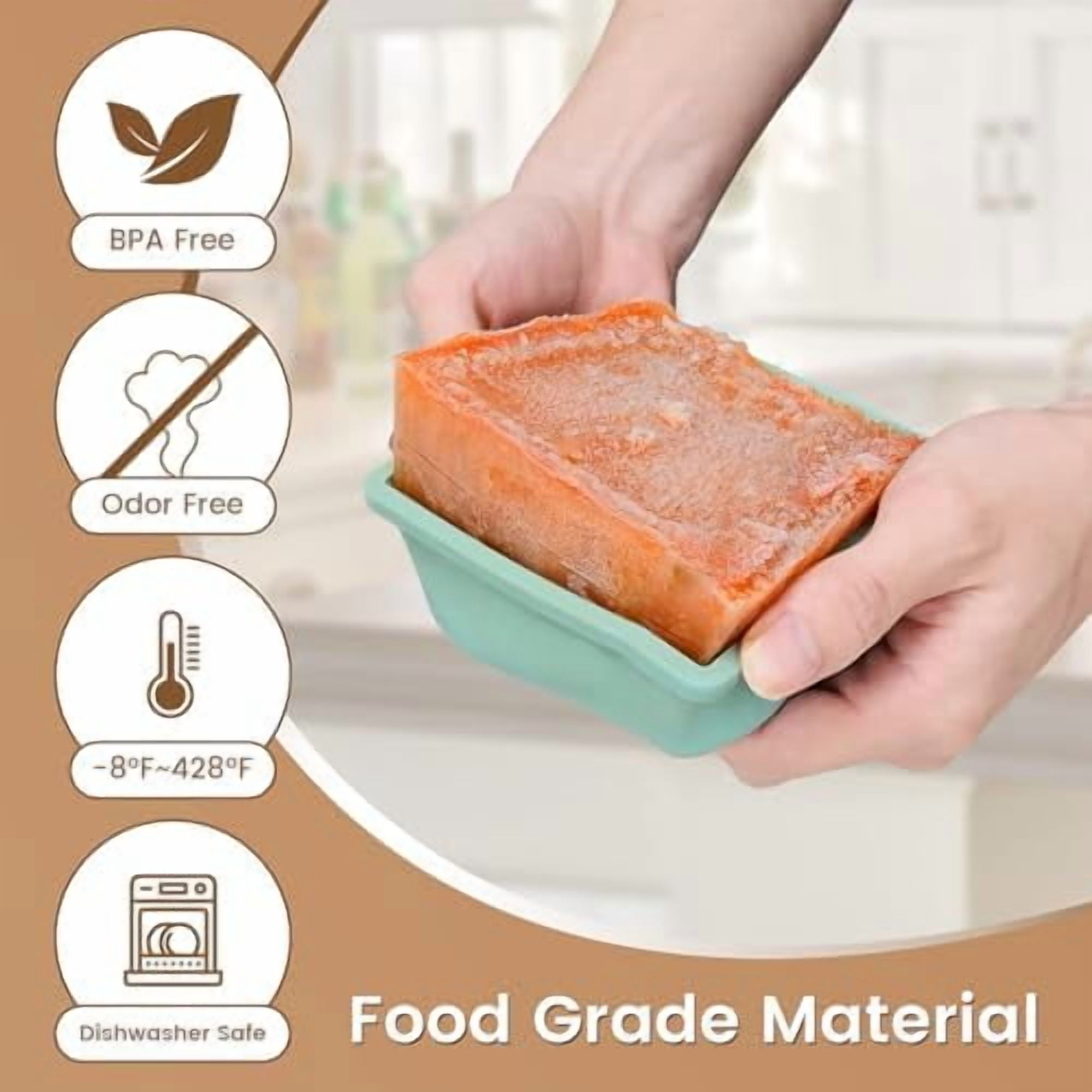 Silicone Freezer Tray for Soup Ice Cubes: 2-Cup Freezing Trays with Lid ...