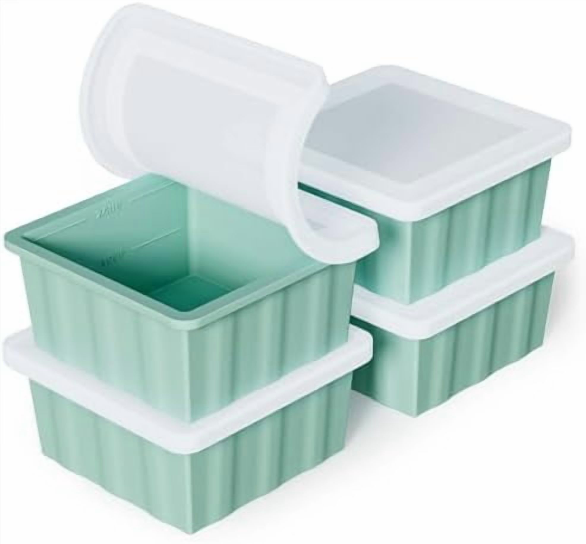 Silicone Freezer Tray for Soup Ice Cubes: 2-Cup Freezing Trays with Lid ...