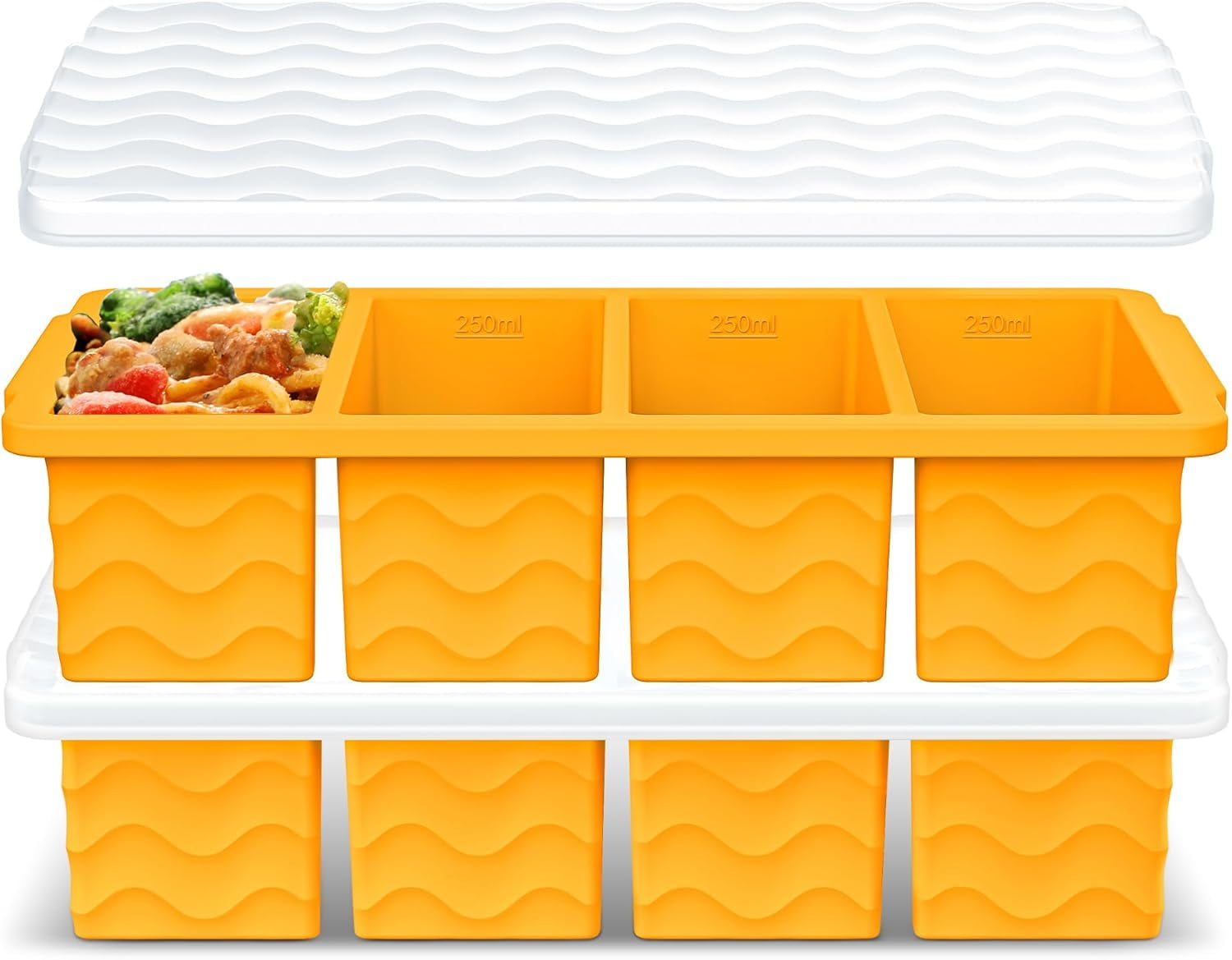 Silicone Freezer Tray for Soup with Lid – 1-Cup Soup Container Cube ...
