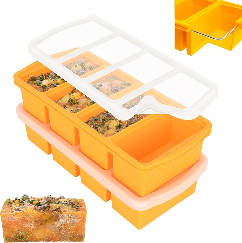 Silicone Freezer Trays with Lid,1-cup Soup Freezer Container large Ice ...