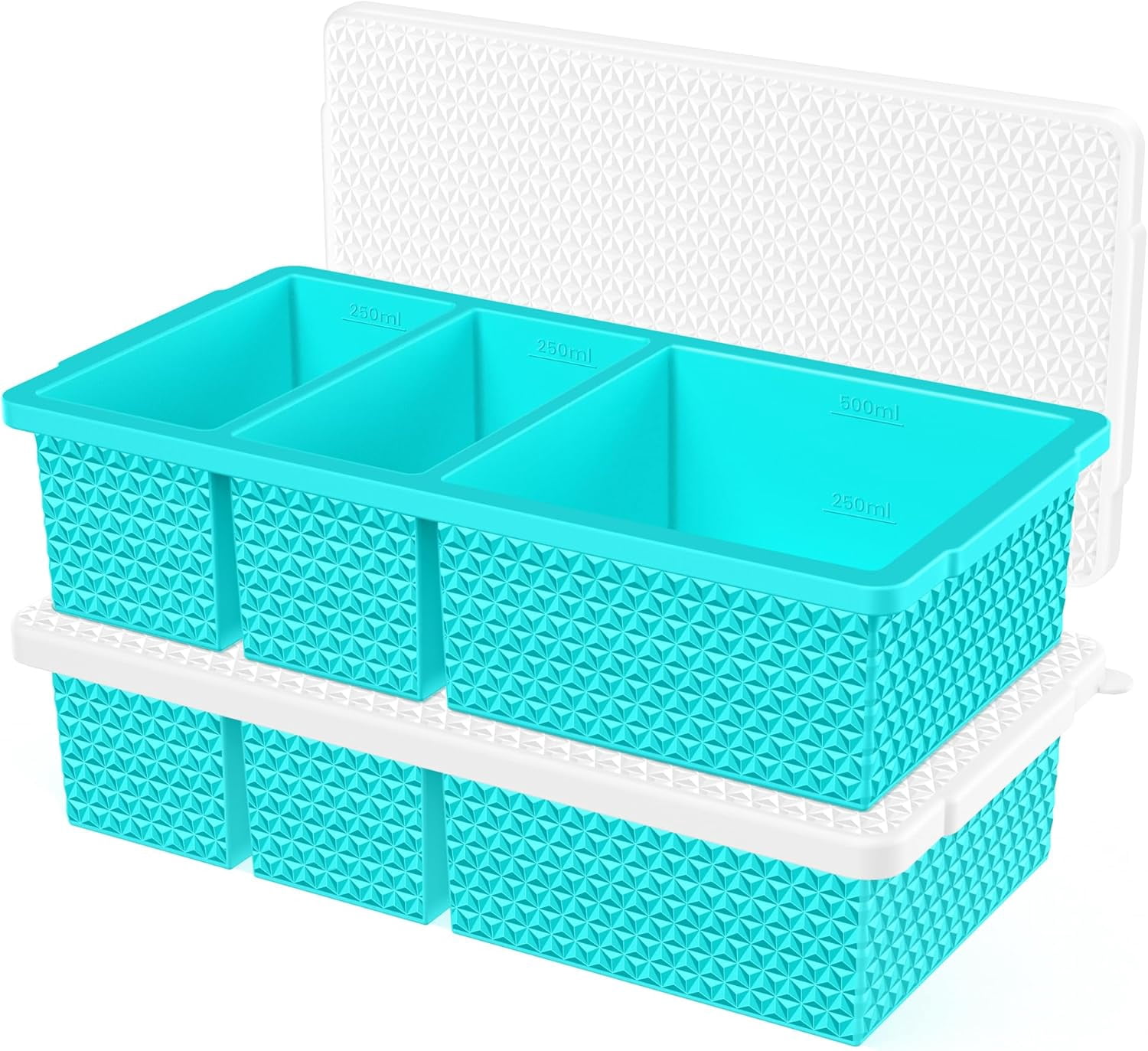 Silicone Freezer Trays with Lid (2-Pack), 1-Cup & 2-Cup Silicone Molds ...