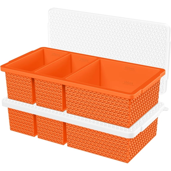 Silicone Freezer Trays with Lid (2-Pack), 1-Cup & 2-Cup Silicone Molds ...
