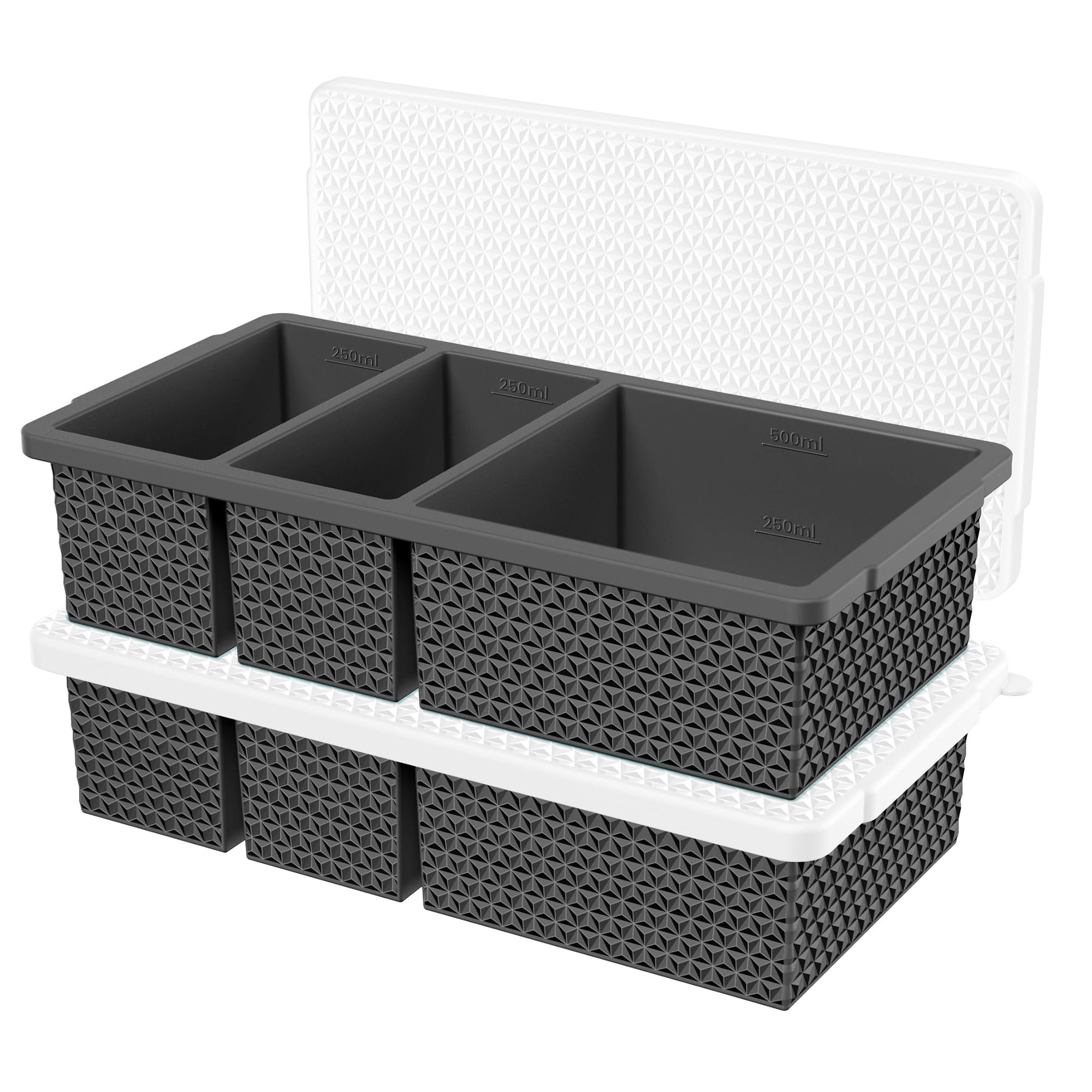 Silicone Freezer Trays with Lid (2-Pack), 1-Cup & 2-Cup Silicone Molds ...