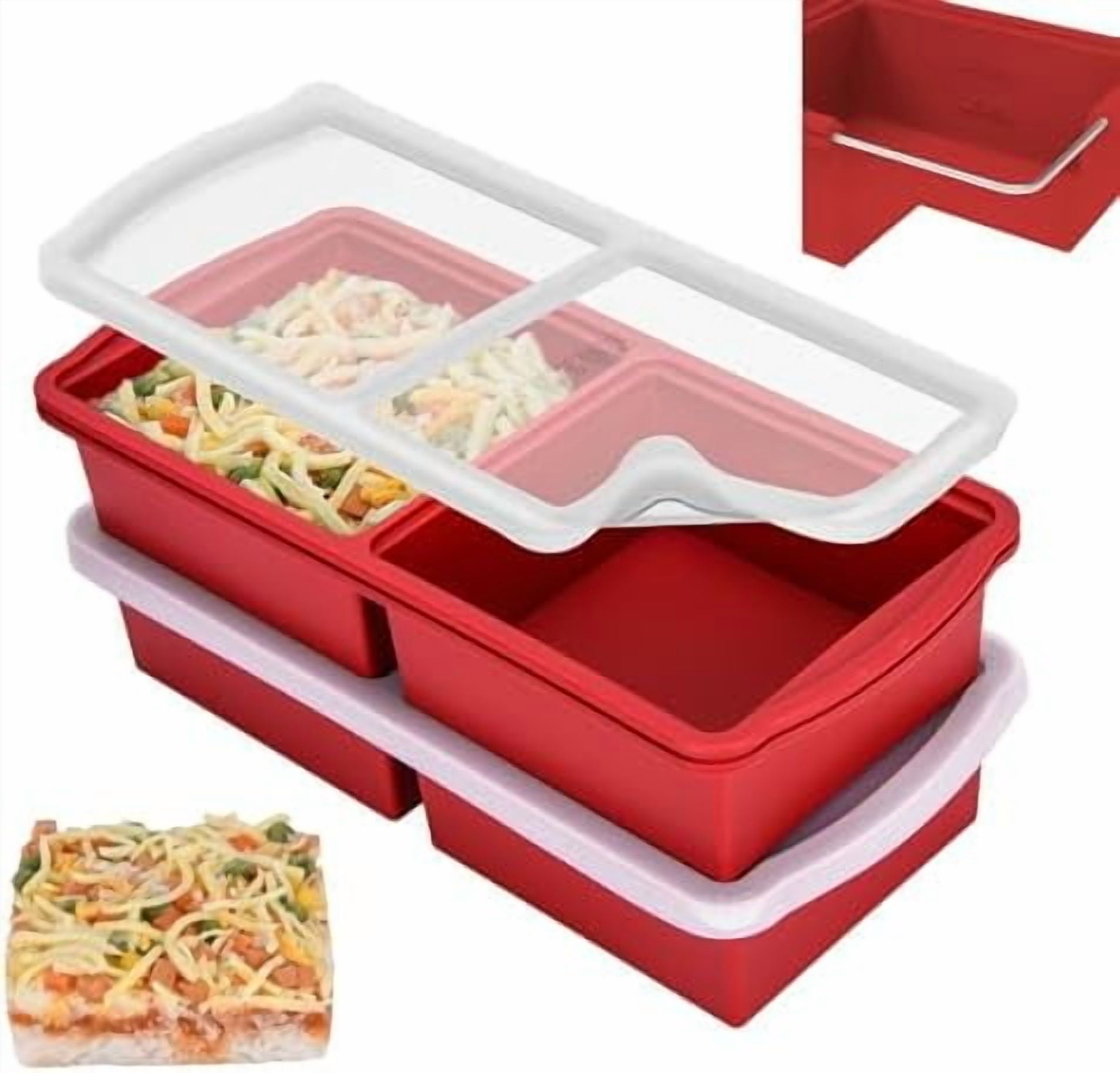 Silicone Freezer Trays with Lid,2-cup Soup Freezer Container large Ice ...