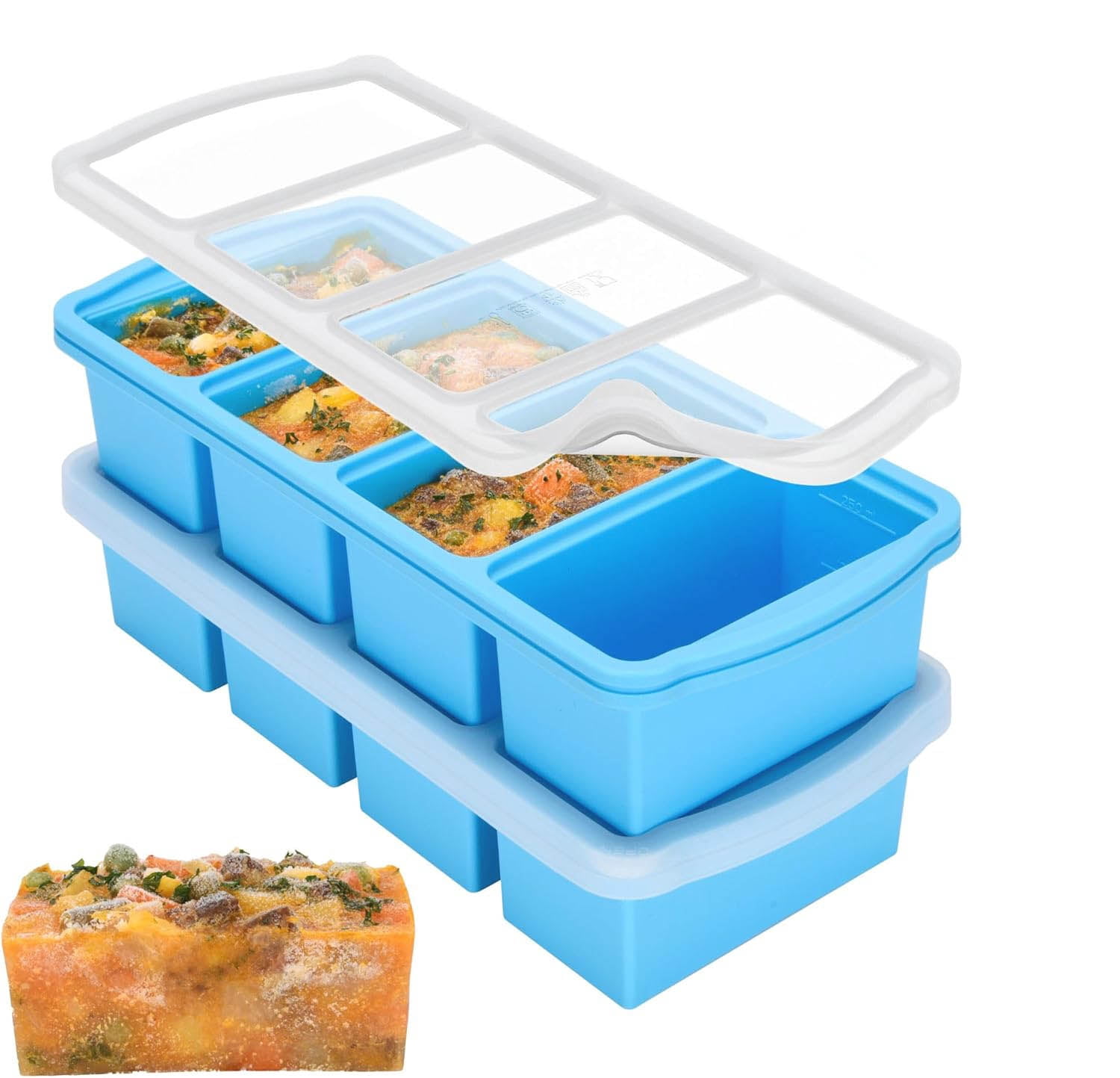 Silicone Freezer Trays with Lid, Soup Freezer Container Ice Cube Molds ...