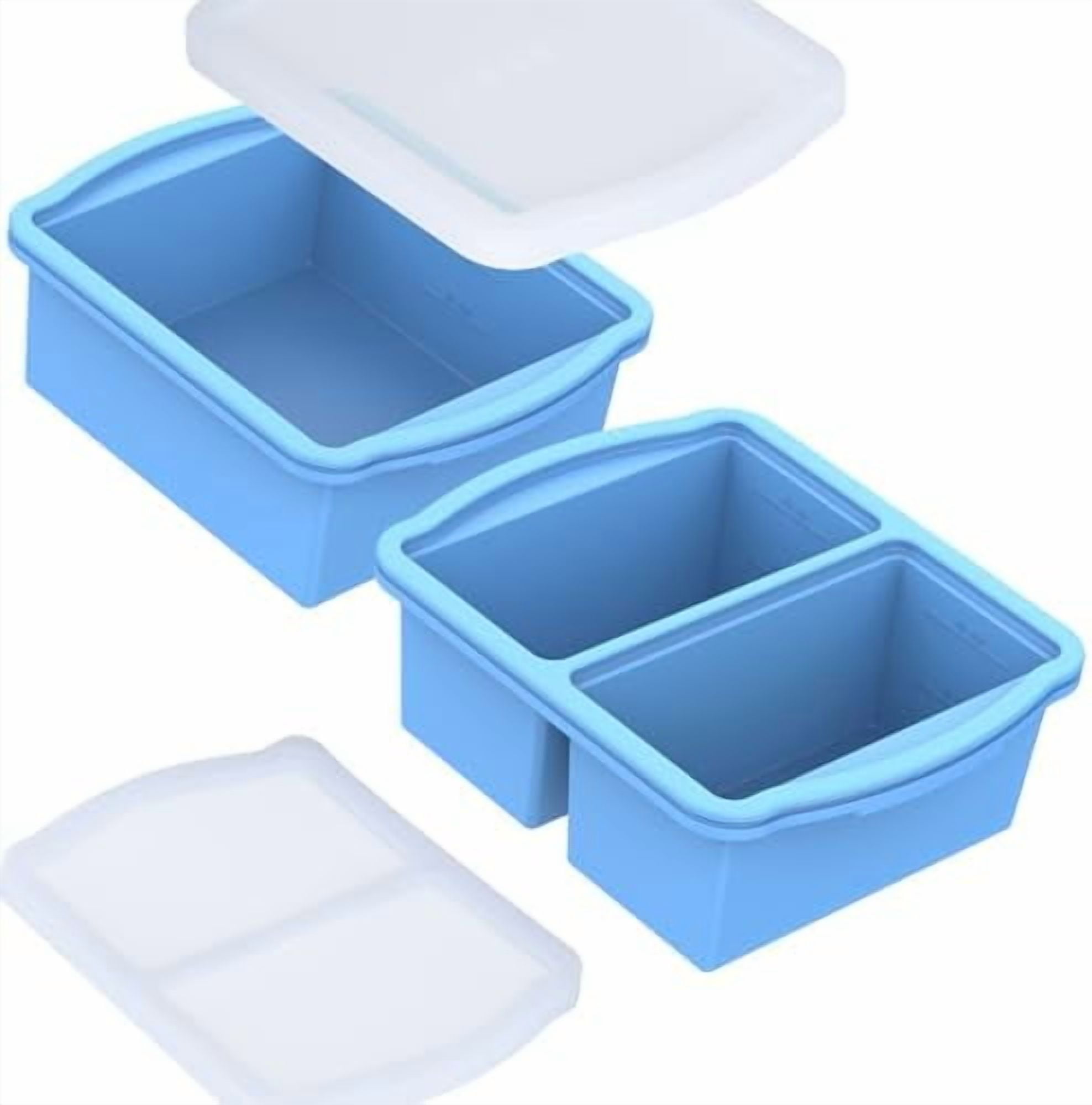 Silicone Freezer Trays with Lids, Set of 2 - with 1cup and 2 ...