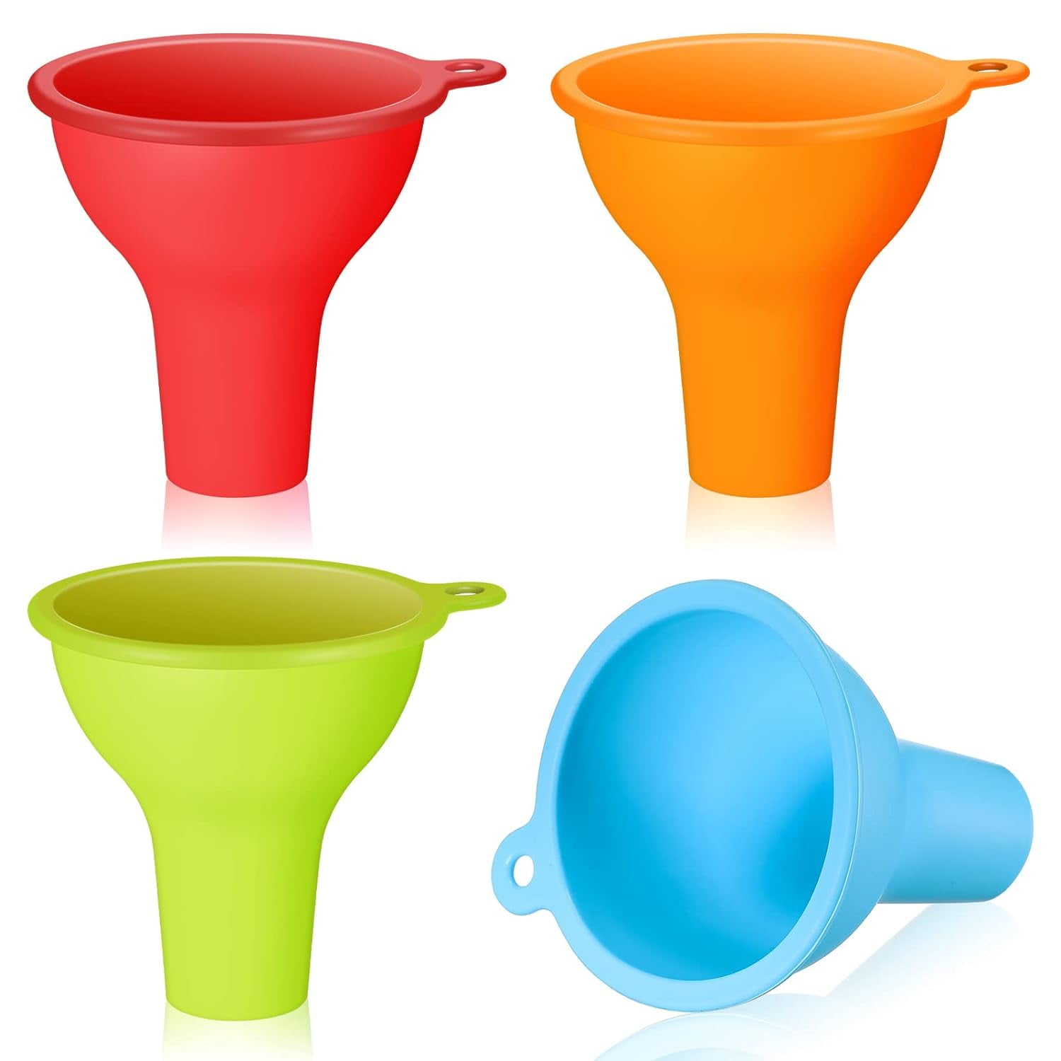 Silicone Funnels 4-Pack - Flexible Condiment Funnels for Easy Pouring ...