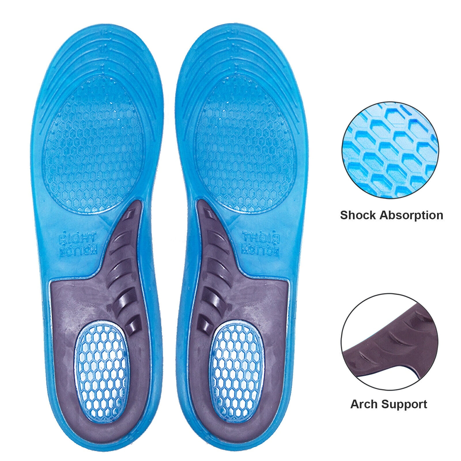 Silicone Gel Insoles Shock Absorption Arch Support Man Women Shoe ...