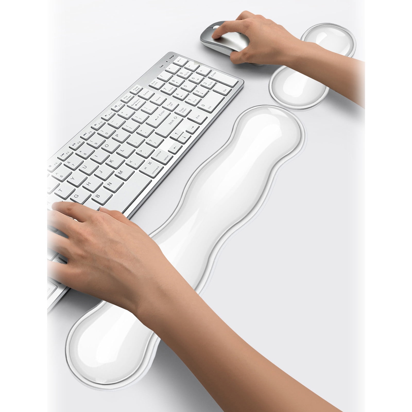 Silicone Gel Keyboard & Mouse Wrist Rest Set, White Cool Soft Ergonomic ...