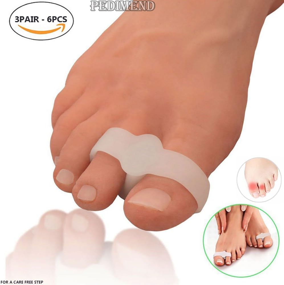 Silicone Gel Toe Separators with 2 Loops (3PAIR - 6PCS) | Soft Gel Bunion Corrector | Promote ...