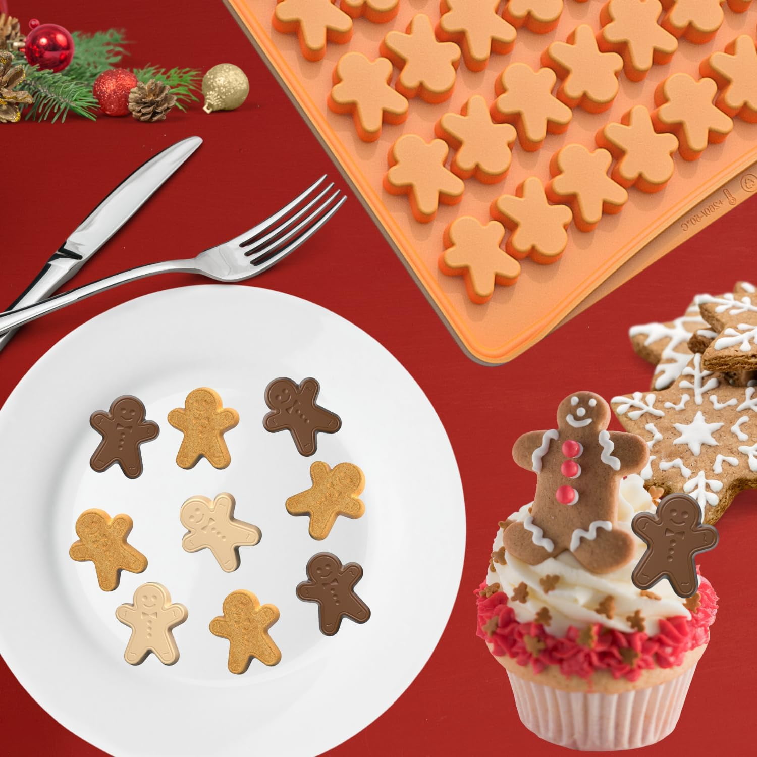 Silicone Gingerbread Man Mould, Mini Gummy Mould for Baking, Cookies ...