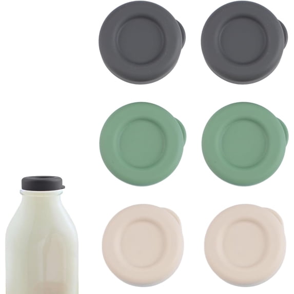 Silicone Glass Bottle Replacement Caps, 6PCS Reusable Glass Milk Bottle ...
