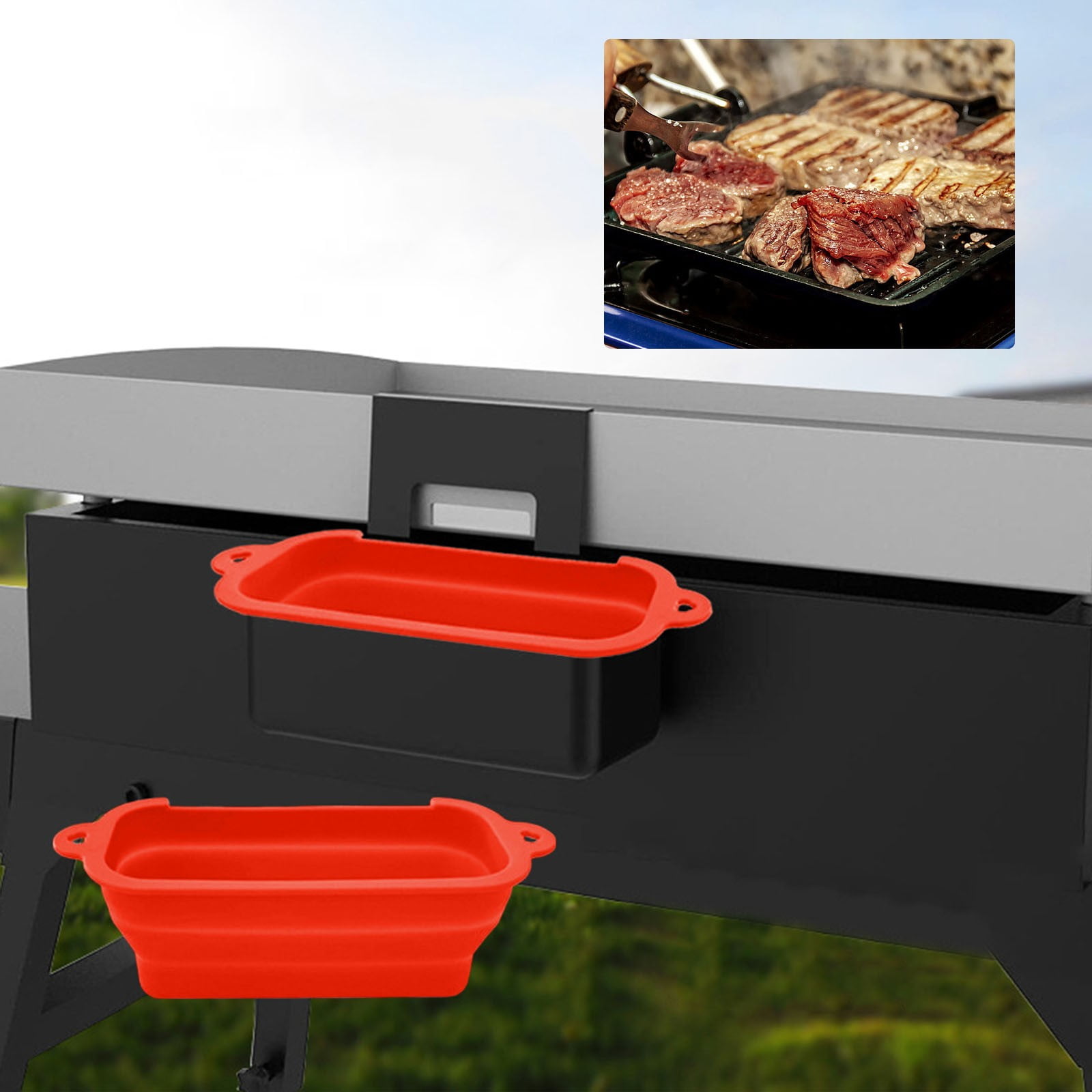 Silicone Grease Cup Liners Pan Liners With Handle Reusable Foldable ...