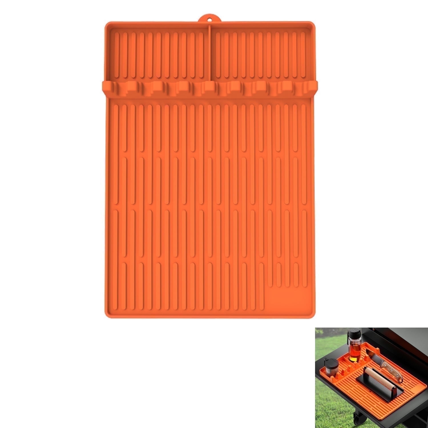 Silicone Griddle Mat for Grill BBQ, Utensil Holder, Safe & Durable ...