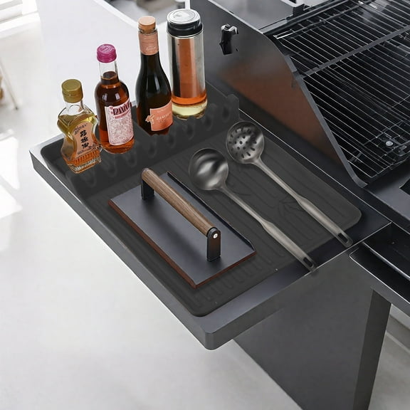 2 PCS Silicone Griddle Tools Mat for ,Grill BBQ Caddy Utensils Holder ...