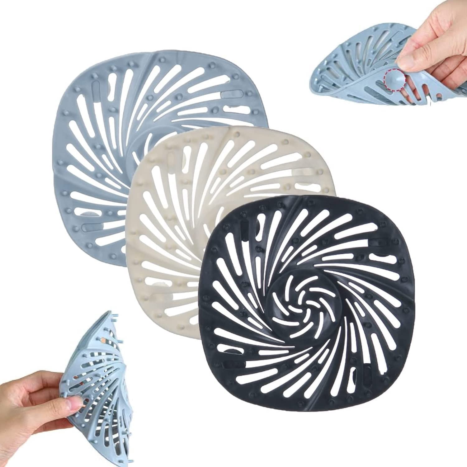 Silicone Hair Catcher Hair Stopper with Sucker, Square Drain Hair ...