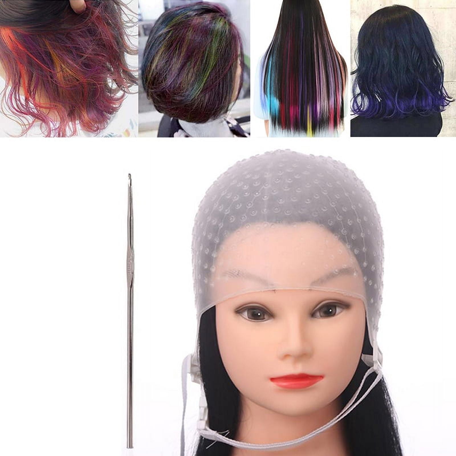 Silicone Hair Highlights Cap With Needle Reusable Hair Coloring Cap ...