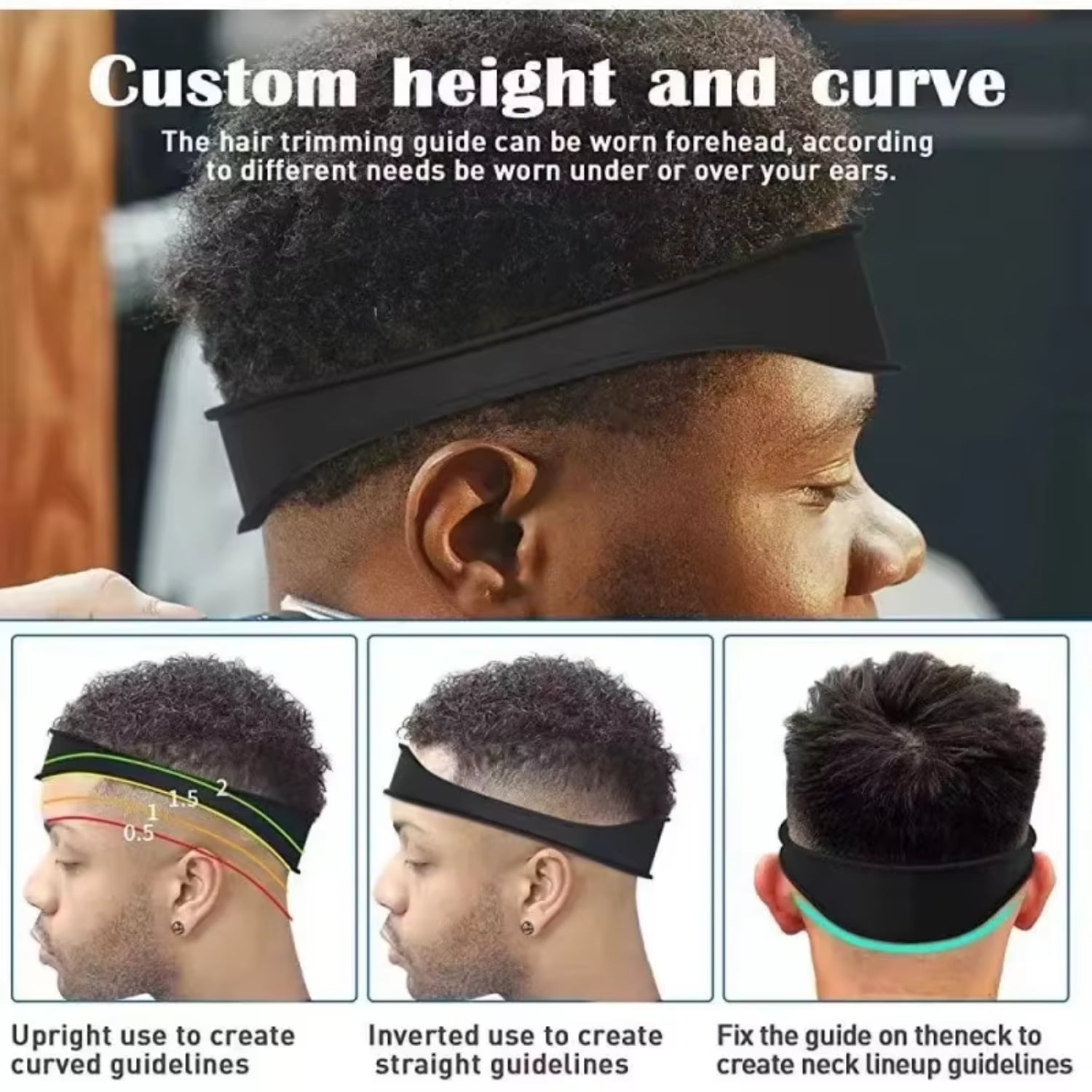 Silicone Haircut Band Curved Clipping Guide Stencil for DIY Haircuts ...