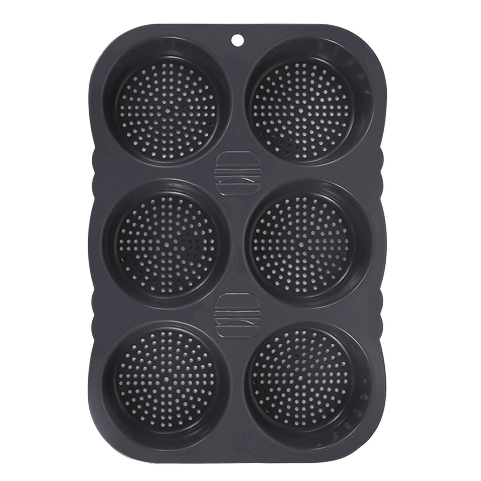 Silicone Hamburger Bun Mold - 6 Cavity Nonstick Baking Pan for Homemade ...
