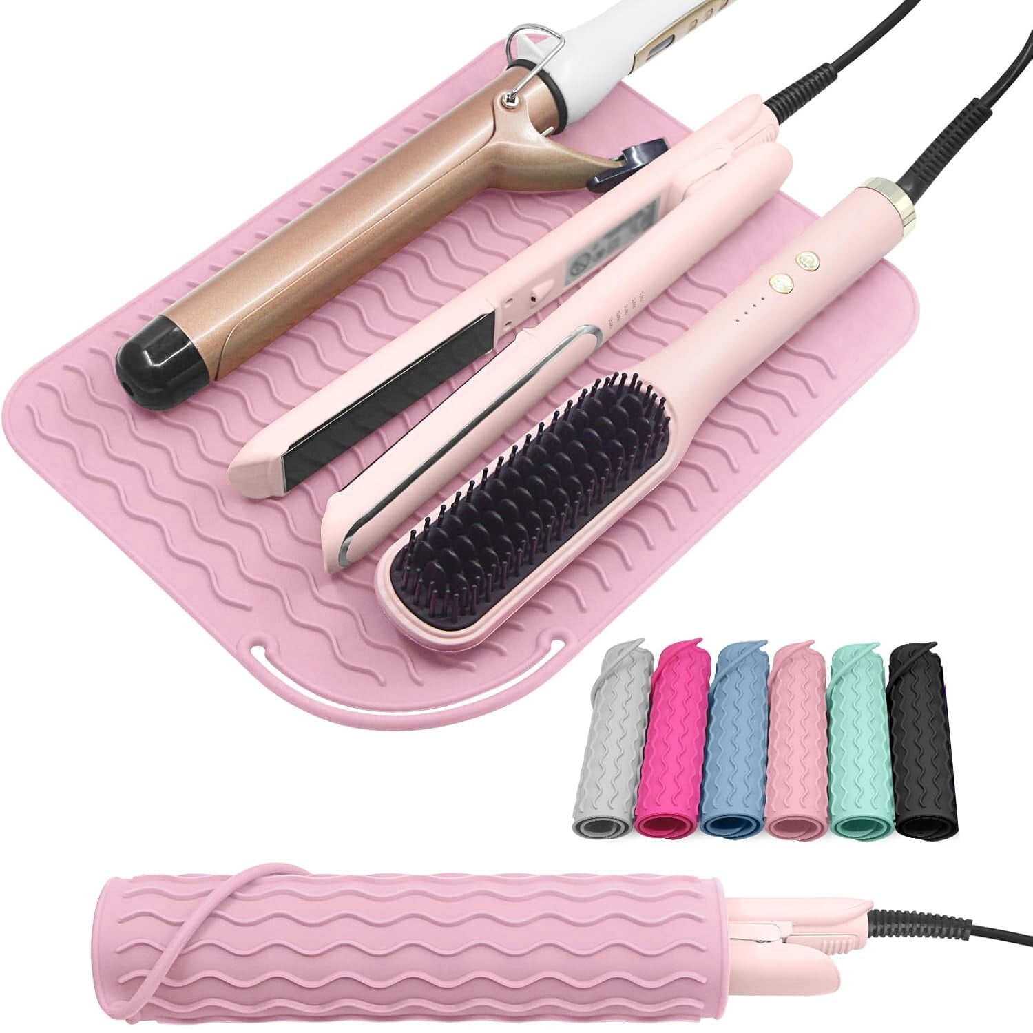 Silicone Heat Resistant Mat, Portable Travel Hot Tools Pad Cover for ...