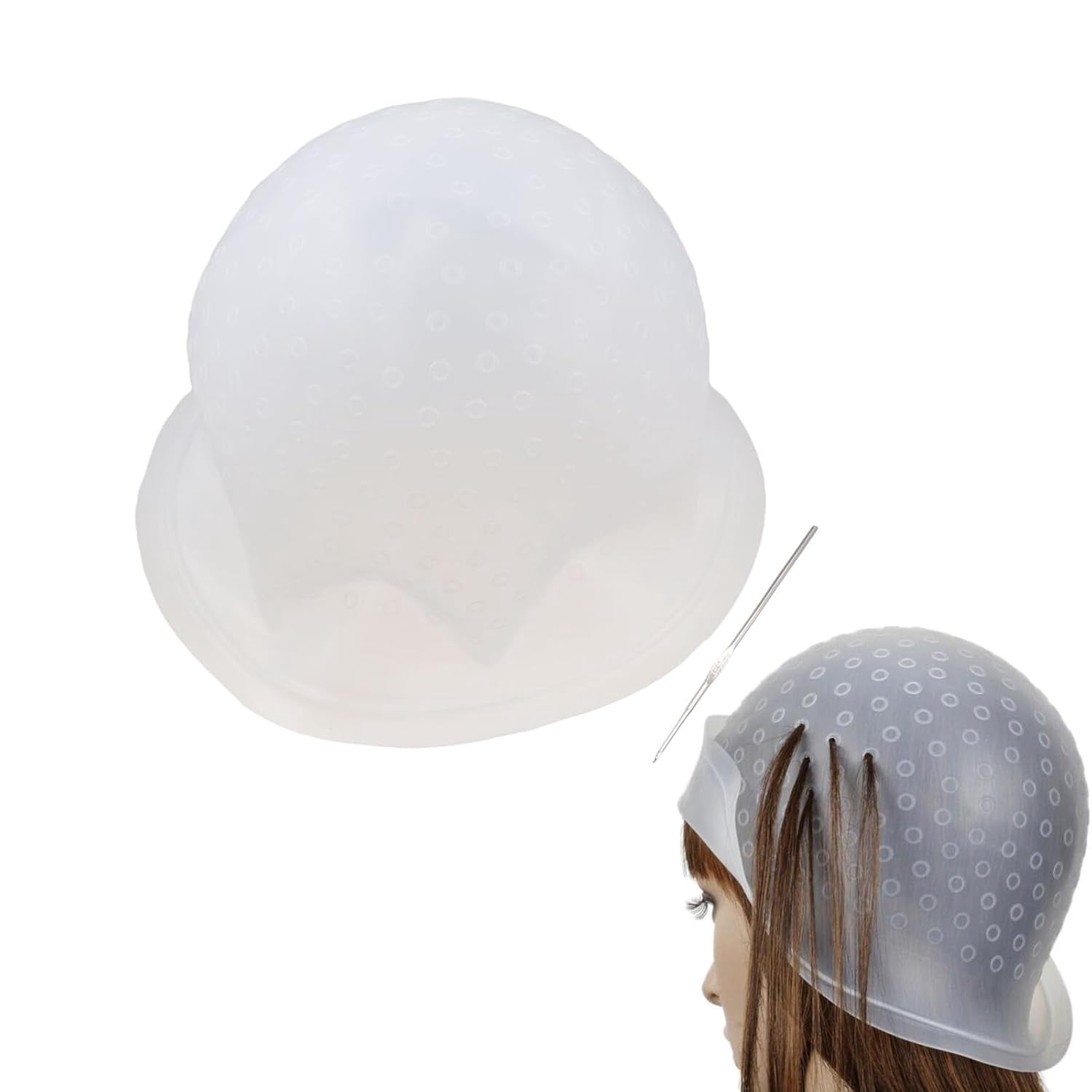 Silicone Highlight Hair Cap with Needle Professional Reusable ...