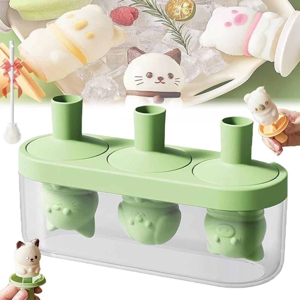 Silicone Homemade Ice Cream Molds, 3 - Cavity Cute Cartoon Animal ...