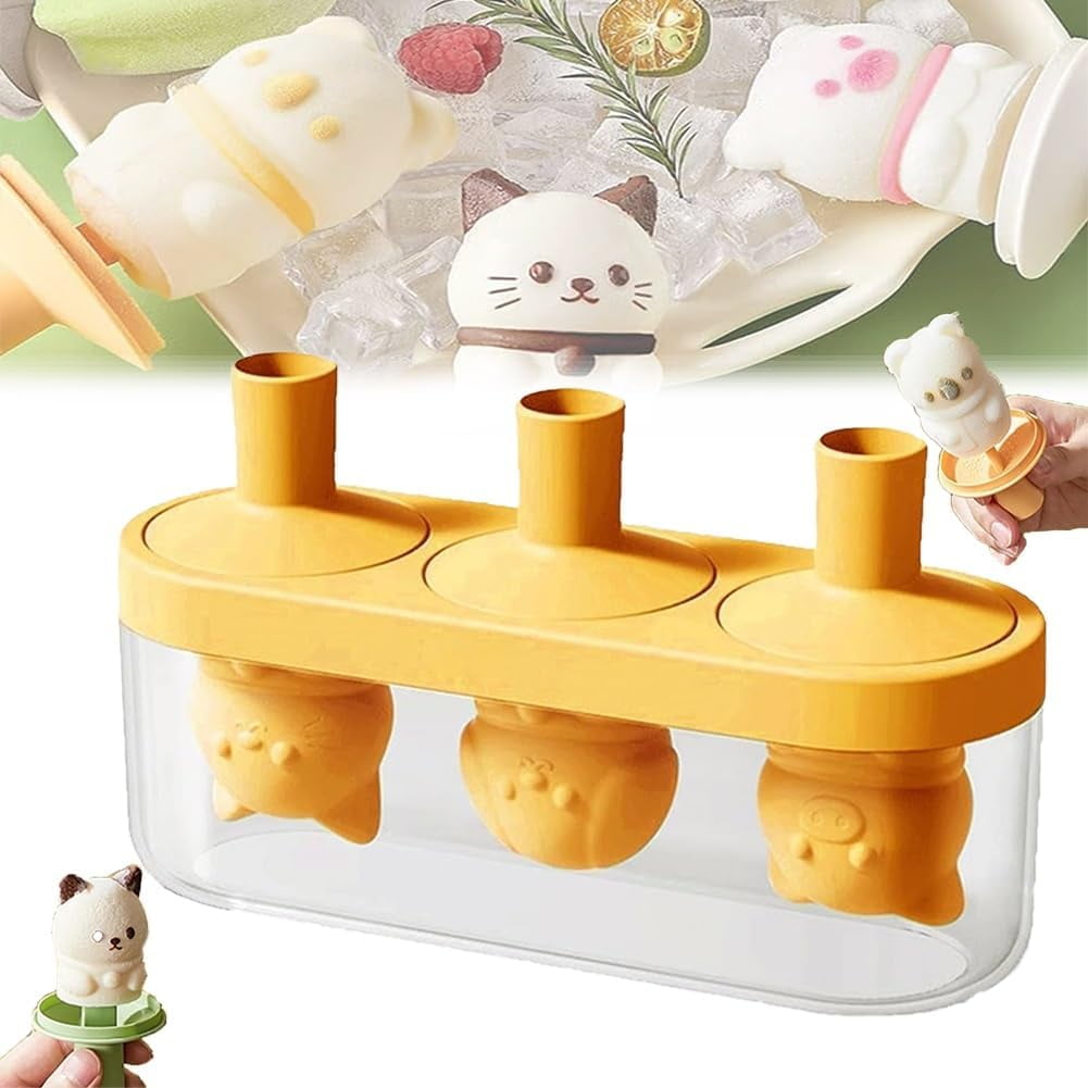 Silicone Homemade Ice Cream Molds, 3- Cavity Homemade Popsicle Maker ...